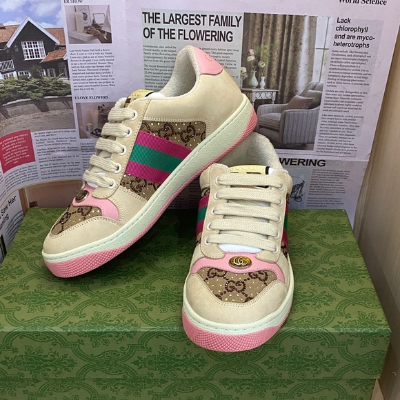 Gucci | Shoes | Gucci Womens Sneakers In Pink And Cream | Poshmark